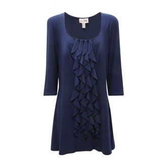Joseph Ribkoff Marineblaues Wollkleid mit 3/4-&Auml;rmeln - - Dresses - Damen - Blau - 2XL
