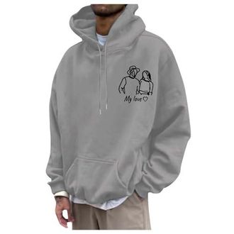 Generic 2026 Sweat &agrave; capuche &agrave; manches longues pour homme avec imprim&eacute; lettres d&eacute;contract&eacute;es et confortables, gris clair, 3XL