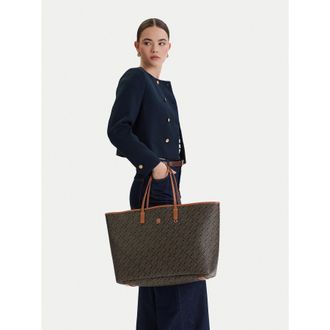 Tommy Hilfiger Handtasche Tommy Hilfiger Th Monoplay Maxi Tote Le AW0AW18850 Schwarz