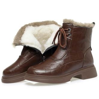 Generic QXDZSW Bottines pour femme - Antid&eacute;rapantes - Chaudes - Chaussures dhiver - Grande taille - Plateforme - Bottes de neige pour femme, Laine marron, 40.