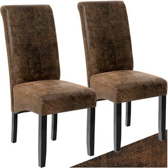 TecTake Lot de 2 Chaises de Salle à Manger Moderne Chaise Ergonomique Confortable Chaise Design en Cuir synthétique Meuble Salon avec Pieds en Bois pour Salle