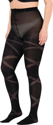 Ulla Popken Damen große Größen Übergrößen Plus Size Strumpfhose, Streifen