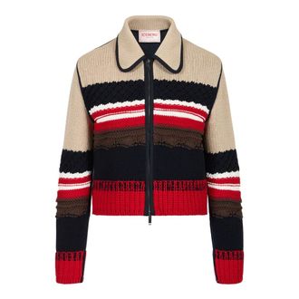 Iceberg Femme, Pulls, Multicolore, Taille: 36 FR Veste Courte En Maille Ajour&eacute;e Motif