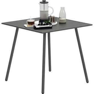 OUTSUNNY Gartentisch Stahl 80 x 80 x 74 cm Wetterfest Buffettisch mit Stahlrahmen, rutschfest Campingtisch 4 Personen Balkontisch Terrassentisch