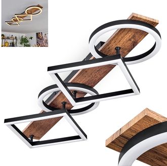 HOFSTEIN LED Deckenleuchte Cascada, Deckenlampe aus Metall/Holz/Kunststoff in Schwarz/Braun/Wei&szlig;, 30 Watt, 3000 Kelvin, Leuchte im modernen Design f&uuml;r Schlafzi