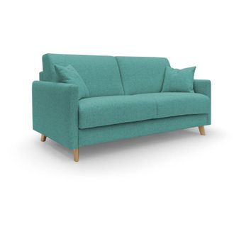 Divani.Store Edgar Schlafsofa aus wasserfestem felis Stoff T03 200 cm (mat. 160x197) aquamarin