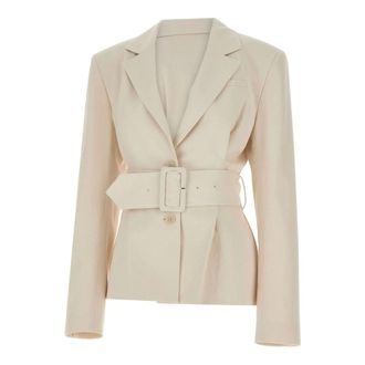 Rotate Rotate Birger Christensen, Femme, Vestes, Beige, Taille: 36 FR Blazer Tailleur en Lin