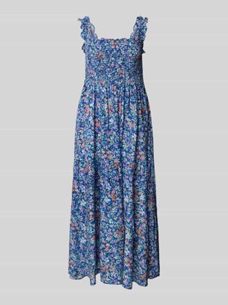 Apricot Midikleid aus Viskose mit Smok-Details