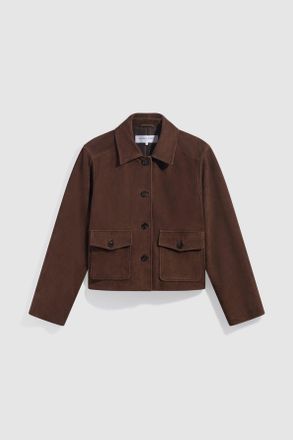 Gerard Darel Veste courte en cuir velours - POLA - Cinnamon