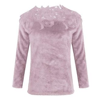ZYUEER Pull Femme Sexy Chic Top Dentelle Haut Manche Longue Chandail Hiver Casual Mode Top Blouse (z-Violet, XL)