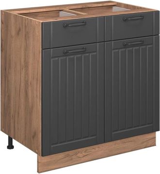 Vicco Meuble cuisine Fame-Line, Gris foncé, 80cm sans PT, Vicco