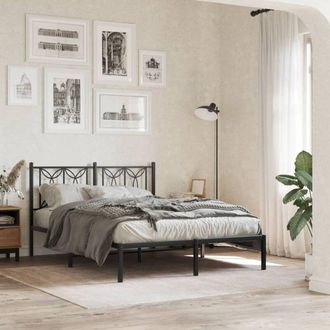 vidaXL Bettgestell mit Kopfteil Metall Schwarz 140x200 cm Vidaxl
