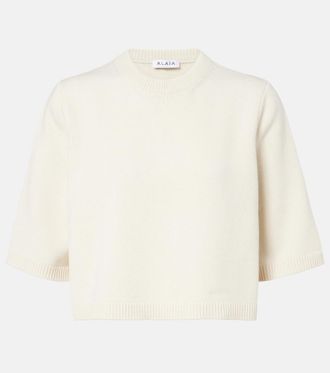 Alaia Ala&iuml;a Cropped-Pullover aus Kaschmir und Wolle