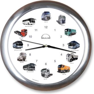 KooKoo MAN Truck Clock chromfarbene Wanduhr mit Quarzwerk