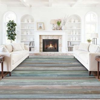 Generic Tapis Motif Style Rouill&eacute; Chic Planches Verticales - 140 x 200 cm Antid&eacute;rapant Doux dint&eacute;rieur Tapis &agrave; Poil Ras pour Salon Chambre Salle de Jeux - Gri