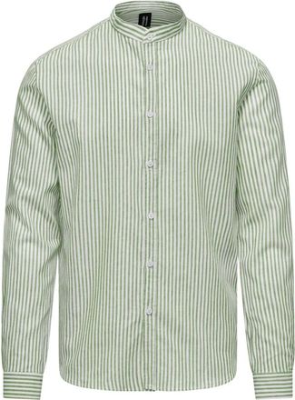Bomboogie Homme, Chemises, Vert, Taille: XL Chemise Ray&eacute;e en Lin/Coton avec Col Mao