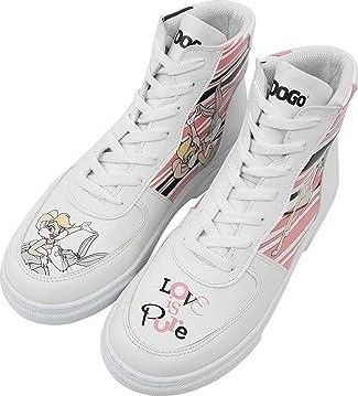 Dogo Femme Cuir Vegan Blanc Baskets Hautes - Warner Bros Love is Pure Bugs Bunny Motif