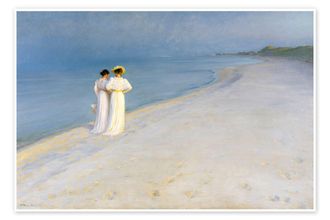 Posterlounge Sommerabend am Skagener Südstrand Poster von Peder Severin Krøyer 100 x 70 cm Wandbilder Wanddeko