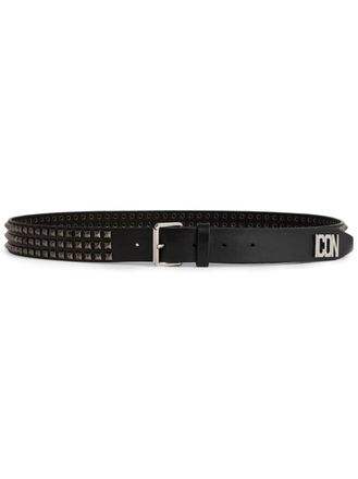 Dsquared2 ceinture orn&eacute;e de clous &agrave; plaque logo - Noir