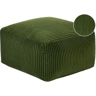 Beliani Pouf Ottoman Rectangulaire en Velours C&ocirc;tel&eacute; Rembourr&eacute; Vert Accessoire D&eacute;co Mukki