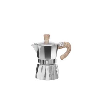 KASANOVA NEUE 2-TASSEN-KAFFEEMASCHINE AUS ALUMINIUM/HOLZ, Grau