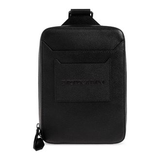 Emporio Armani Homme, Sacs, Noir, Taille: ONE Size Mini sac &agrave; dos bandouli&egrave;re en cuir foulonn&eacute;