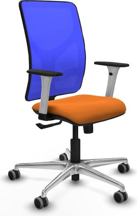 Piqueras y Crespo Drehstuhl mit wei&szlig;en und schwarzen Armlehnen, h&ouml;henverstellbare Lendenwirbelst&uuml;tze, ausgestattet mit Sincro 3 Positionen und Schneideschaum, Blau/Oran