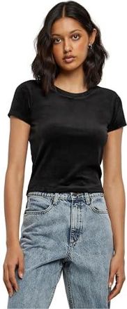 Urban Classics Ladies Short Velvet Tee T-Shirt, Black, M Femme