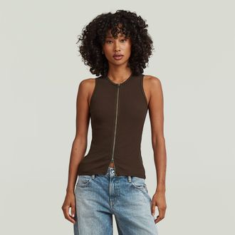 G-Star 2 Way Slim Rib Tank - Braun - Damen