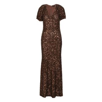 Rotate Pailletten-Midikleid mit V-Ausschnitt - - Dresses - Damen - Braun - L