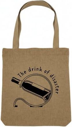 Fabulous Sac Shopping Tote Bag Aspect Lin - The Drink of Disaster Humor Wine Bottle - Sac de Courses Toile Epaisse 360g Beige Naturel Cabas Port&eacute; Epaule Solide