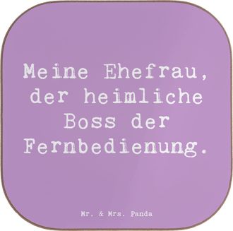 Mr. & Mrs. Panda Flaschenuntersetzer Spruch Ehefrau Boss - Geschenk, Alltag, Untersetzer Tasse, Verwandte, Coaster, Treue Freundin, Jubil&auml;en, gl&auml;seruntersetzer, Freude