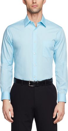 Van Heusen Herren Poplin Fitted Solid Point Collar Dress Shirt Smokinghemd, Nebel, 41 cm Hals 86 cm-89 cm Ärmel
