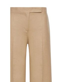 Max Mara Womens Wide Leg Linen Trousers Neutrals