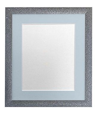 Frames by Post Bilderrahmen mit blauem Passepartout, Kunststoffglas, 25,4 x 20,3 cm, Bildgröße 17,8 x 12,7 cm, Gunmetal