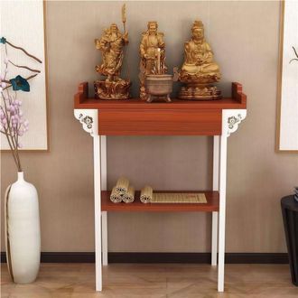 Generic Buddha-Altar, h&ouml;lzerner Altartisch, 2-st&ouml;ckig mit Metallbeinen, handgeschnitzter Pooja-Schrank f&uuml;r Wohnzimmer, Arbeitszimmer, B&uuml;ro