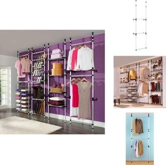 vidaXL Vidaxl - Teleskop-Garderobe mit Stangen Aluminium - Kleiderständer - Garderobenschrank - Teleskopsystem - Organisationshilfe - Schlafzimmermöbel