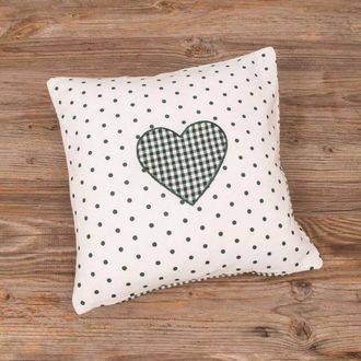 Matches 21 Kissen-Bezug in 30x30 cm für Deko-Kissen Sofa-Kissen - Baumwolle Kissen-Hülle LISE Landhaus-Stil grün weiß gepunktet - Waschbarer Reißverschluss Zierk