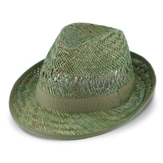 Fiebig Gartenhut Strohtrilby f&uuml;r Damen & Herren | Sonnenhut in klassischem Look | Sommerhut mit Ripsband, Innenband & Einfass an der Krempe | Verschiedene Gr