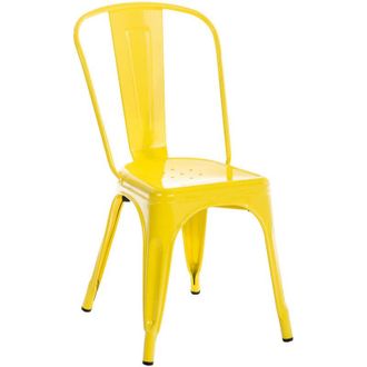 Clp Chaise de design industrielle saclable en m&eacute;tal avec un dossier de diff&eacute;rentes couleurs colore : Jaune
