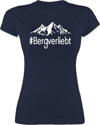 Shirtracer Shirt Damen - Bergverliebt - wei&szlig; - S - Navy Blau - Geschenkideen f&uuml;r Wanderer Sport Berg Tshirt verliebt Berge Shirts Geschenke Bergsteiger Wander t-
