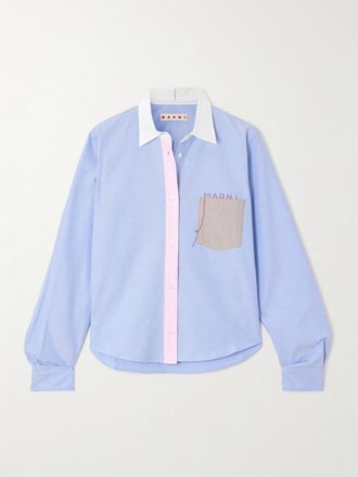 Marni Chemise En Coton Oxford À Broderie - Bleu