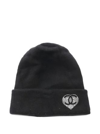 Chanel 1986-1988 Strick-Beanie mit Logo - Schwarz