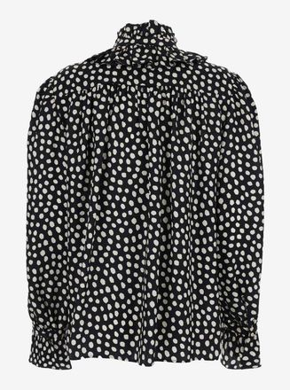 Chlo&eacute; Womens Silk Shirt With Polka Dot Pattern Black