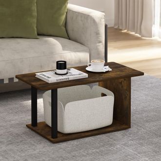 Furinno Basic Couchtisch, moderner 2-st&ouml;ckiger Couchtisch mit offener Ablage, Beistelltisch mit einfacher Montage, f&uuml;r Wohnzimmer, Schlafzimmer, Homeoffice, A