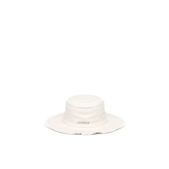 Jacquemus Femme, Accessoires, Blanc, Taille: 58 CM Chapeau Explorer Bords Effiloch&eacute;s