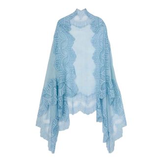 Ermanno Scervino Femme, Accessoires, Bleu, Taille: ONE Size &Eacute;tole en cachemire avec dentelle rebrod&eacute;e
