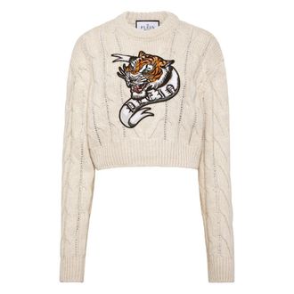 Philipp Plein Pullover Rundhals Tattoo - - Knitwear - Damen - Wei&szlig; - M