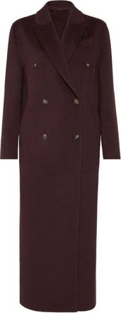 Brunello Cucinelli Femme, Manteaux, Rouge, Taille: 40 FR Manteau Long Crois&eacute; en Laine