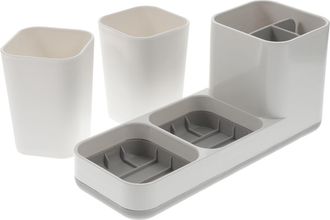 Valiclud Zahnbürstenhalter Aus Abs-Kunststoff Mit Lagerung Für Zahnpasta Und Andere Waschutensilien Praktisches Aufbewahrungsgestell Für Badezimmer Und Hotelzi